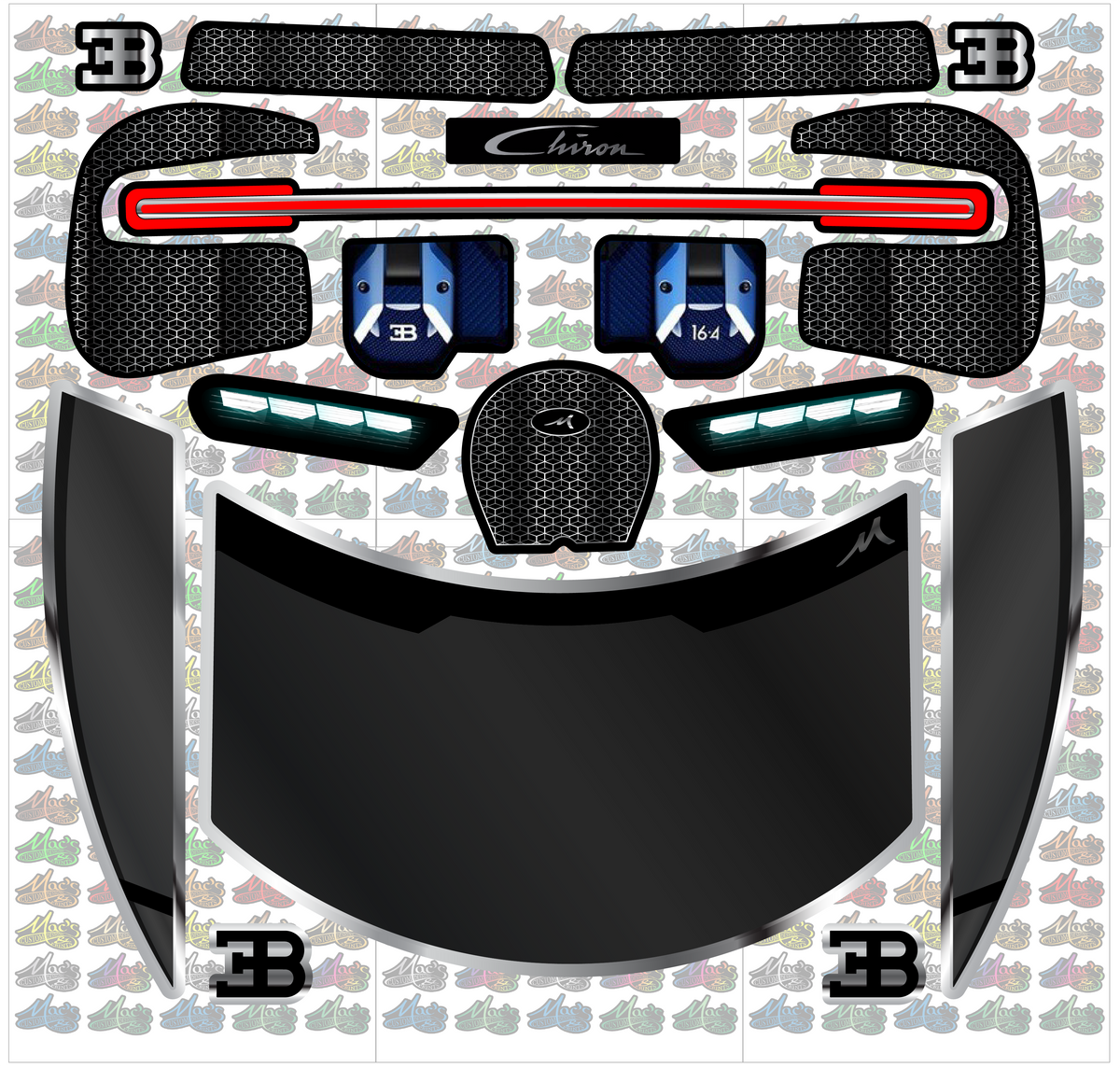 1/7 Bugatti Unbreakable Body Decal Sheet - Fits XO-1, Limitless, Infra ...